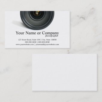 Photographer Camera Lens Business Cards | Zazzle