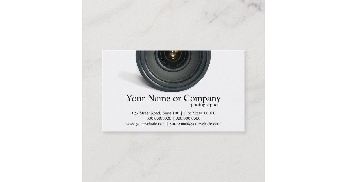 Photographer Camera Lens Business Cards | Zazzle