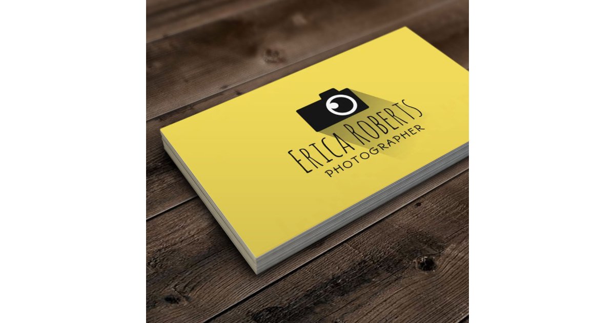 Photographer Camera Minimal Yellow Photography Business Card | Zazzle