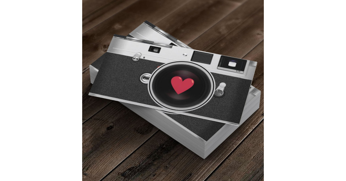 Photographer Camera & Red Heart Photography Business Card | Zazzle