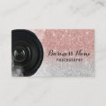 Photographer Camera Rose Gold Glitter Photography Business Card | Zazzle