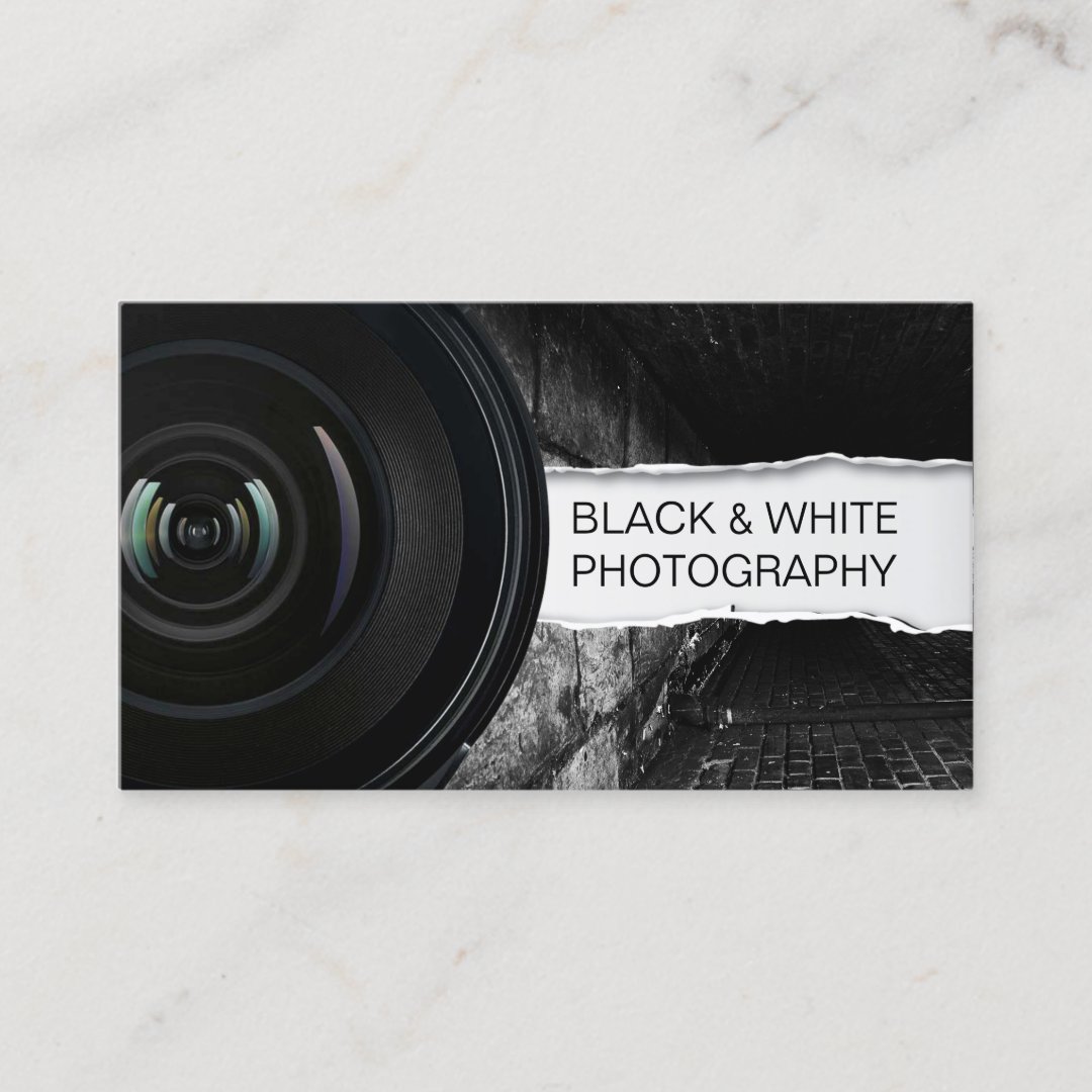 Photographer Elegant Black & White Photography Business Card | Zazzle