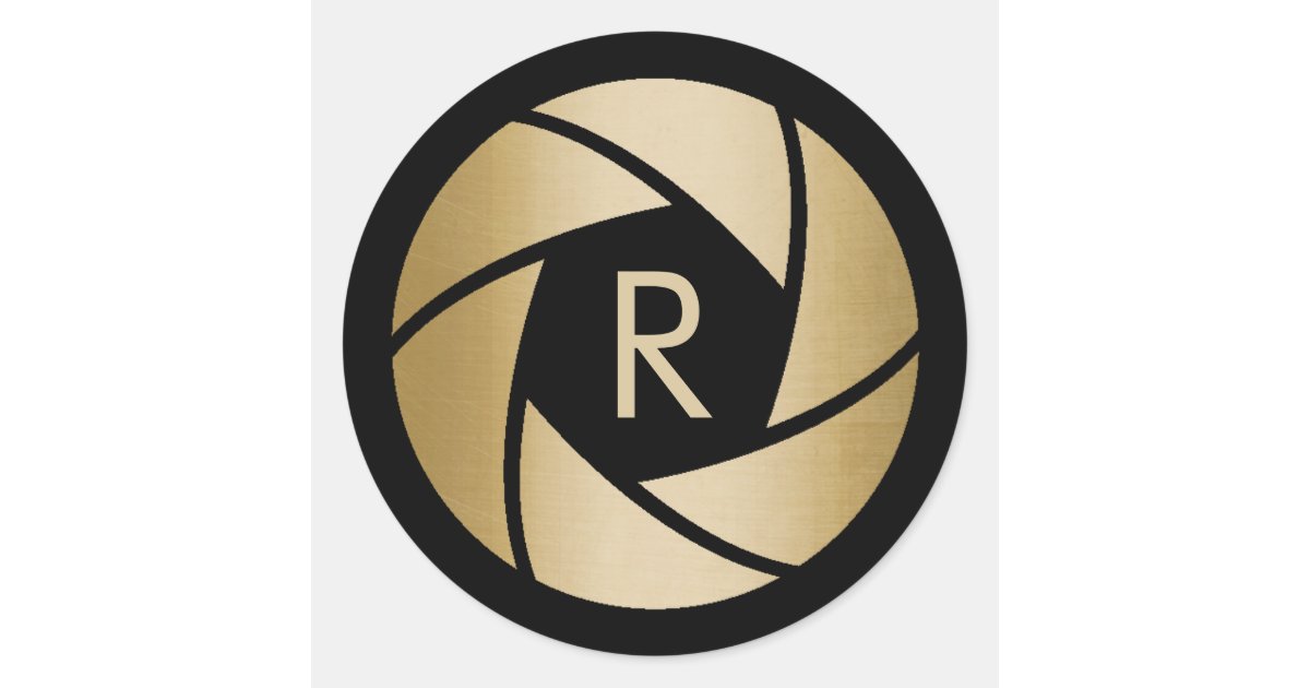 Photographer Gold Camera Lens Monogram Initial Classic Round Sticker ...