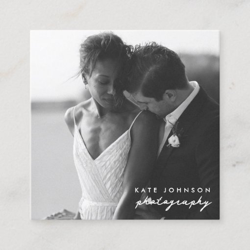 Photographer Modern Script Photography QR Code Square Business Card ...