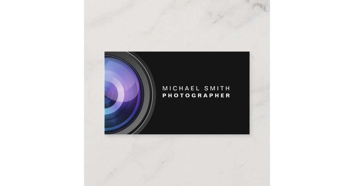 Photographer Photography Camera Lens Professional Business Card | Zazzle