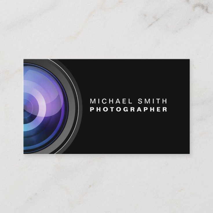 Photographer Photography Camera Lens Professional Business Card | Zazzle
