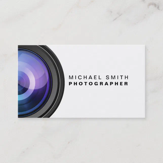 Photographer Photography Camera Lens Professional Business Card | Zazzle