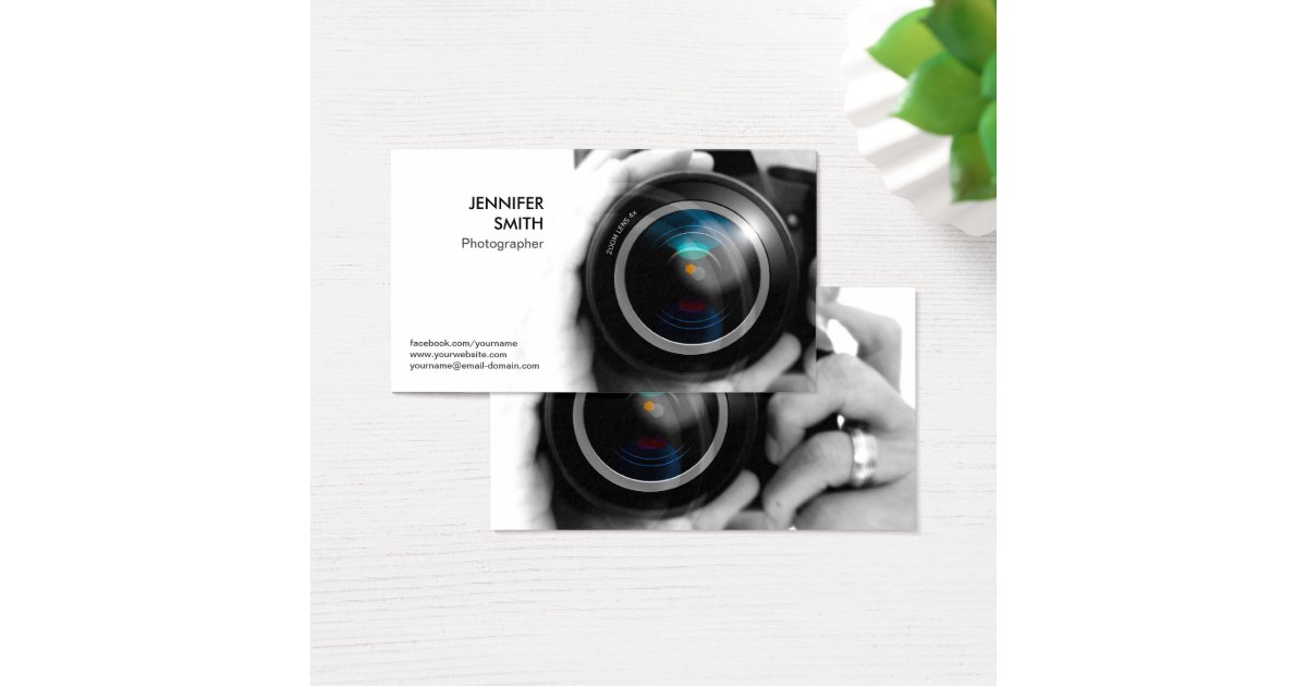 Photographer Photojournalist Camera Lens Studio Business Card | Zazzle