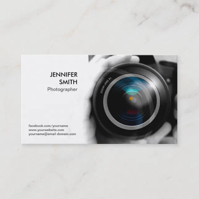 Photographer Photojournalist Camera Lens Studio Business Card | Zazzle