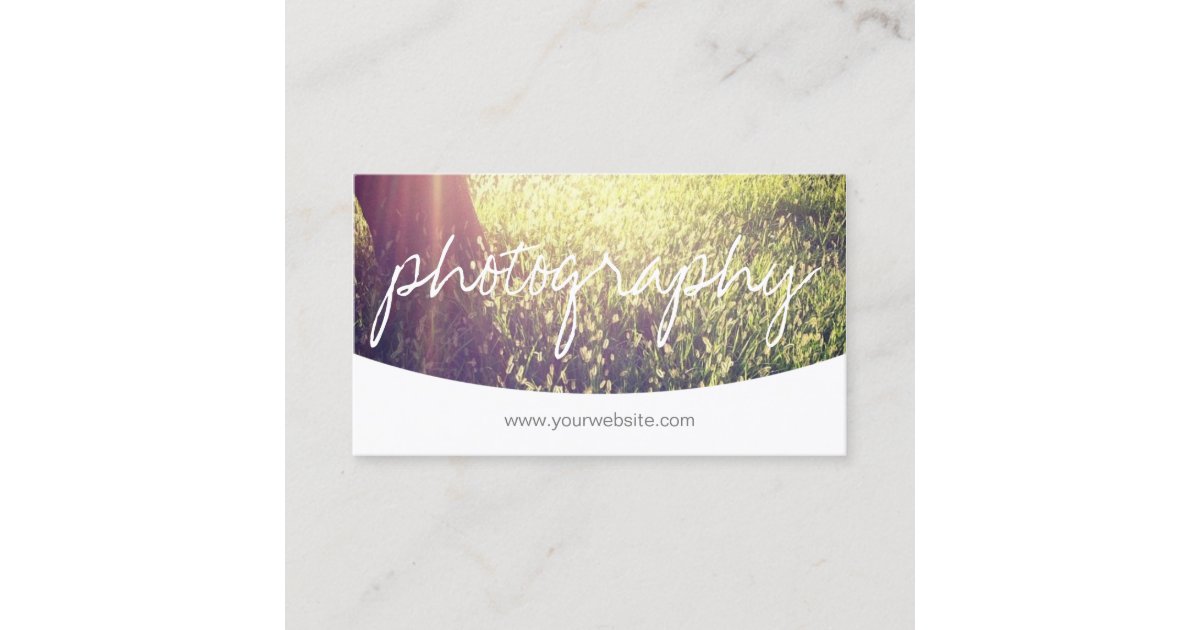 Photographer Script Custom Cover image Photography Business Card | Zazzle