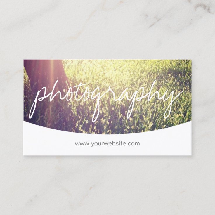 Photographer Script Custom Cover image Photography Business Card | Zazzle
