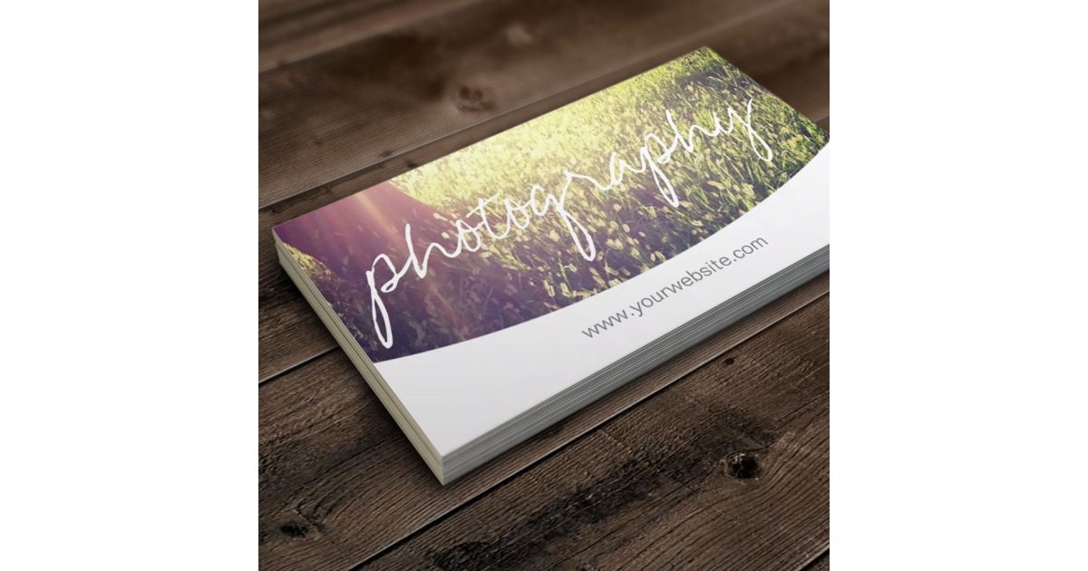 Photographer Script Custom Cover image Photography Business Card | Zazzle