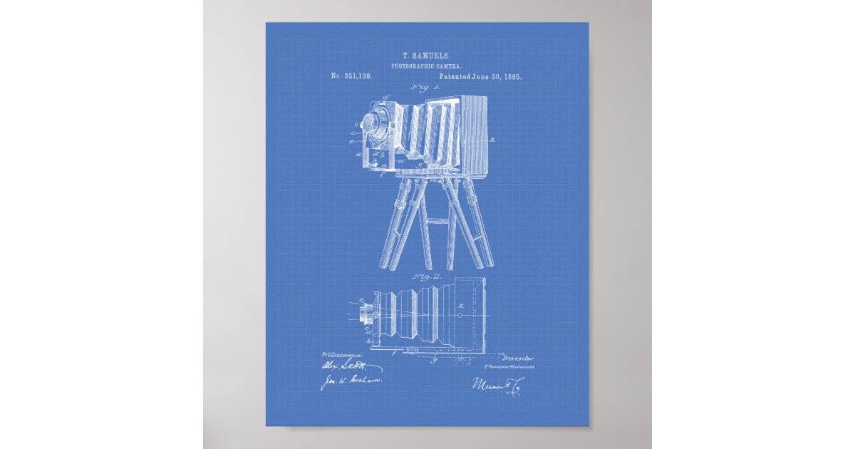 Photographic Camera 1885 Patent Art - Blueprint Poster | Zazzle