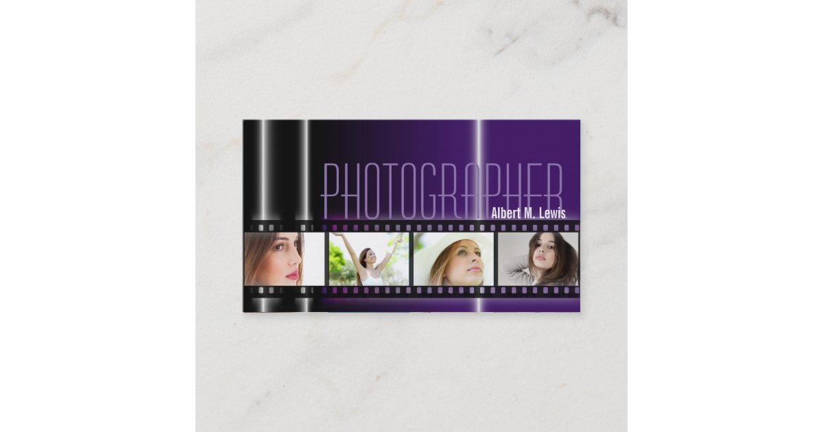 Photography 35mm Film Photo Business Card Purple | Zazzle