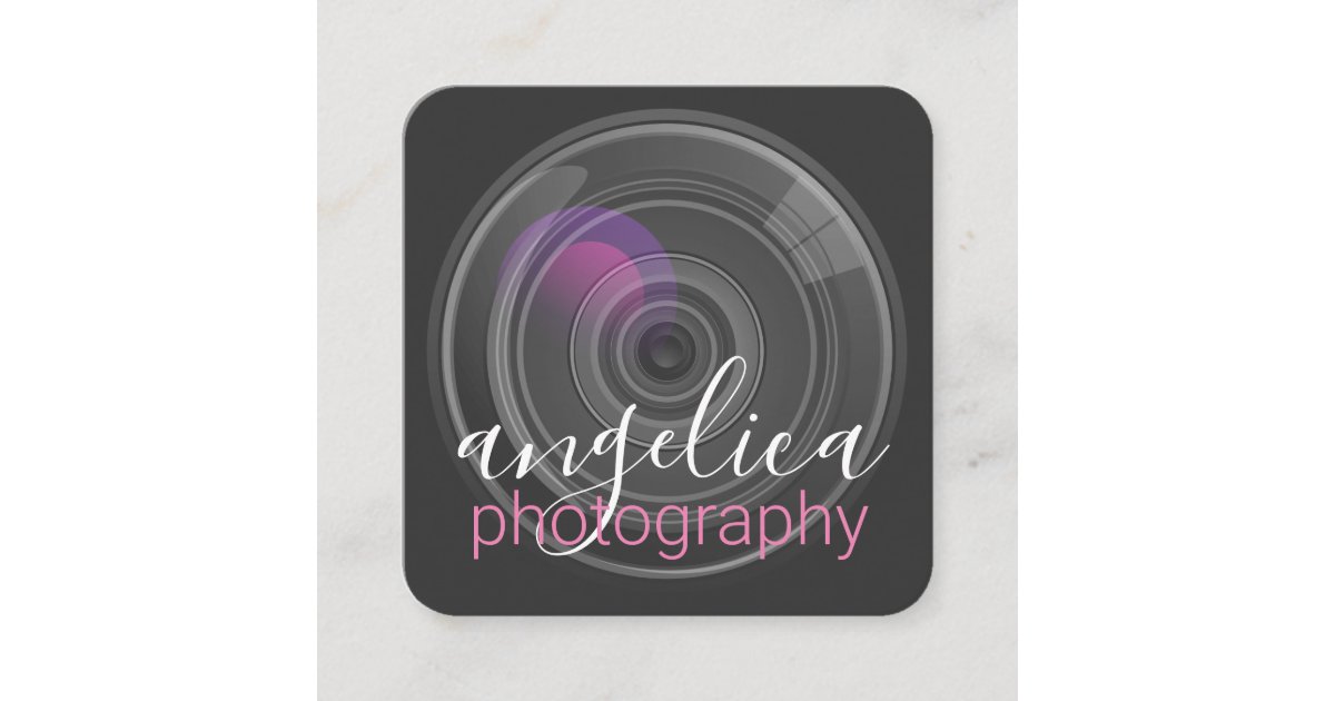 Photography | Camera Lens Square Business Card | Zazzle