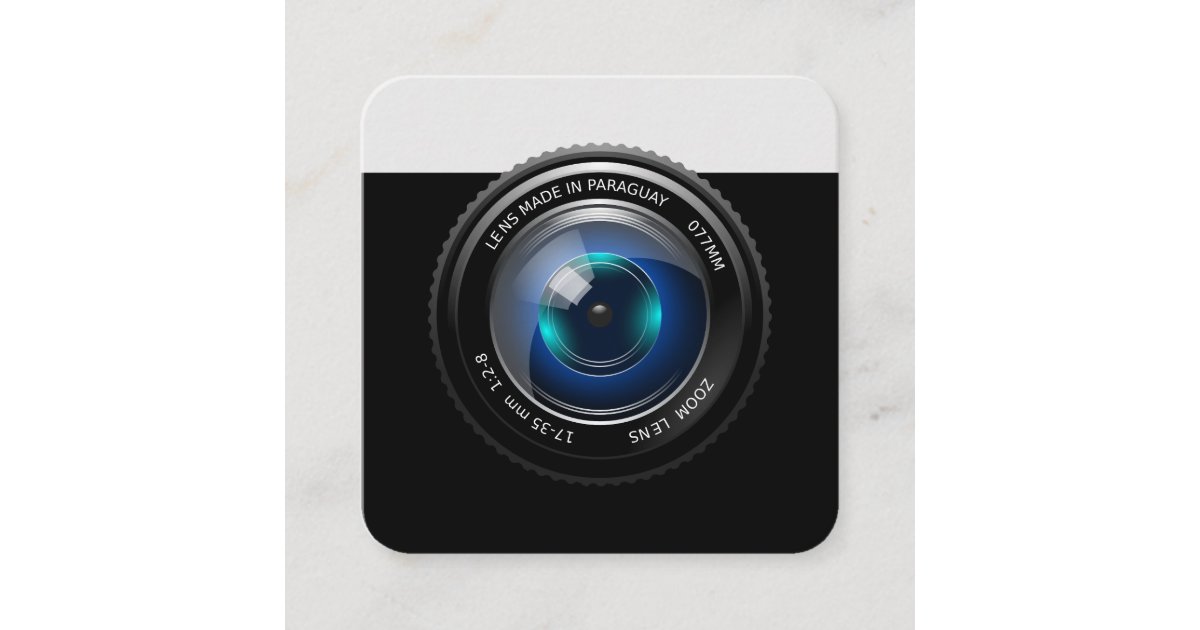 Photography Camera Lens Square Business Card | Zazzle