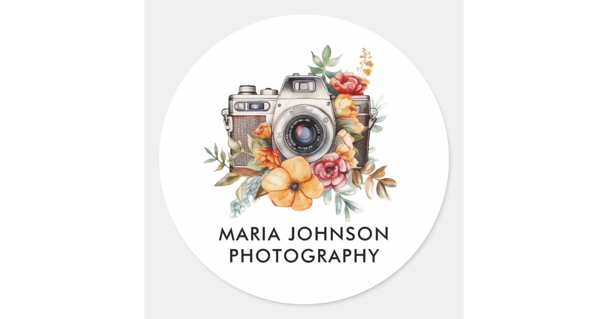 Photography Camera Logo Stickers | Zazzle
