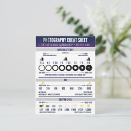 Photography Cheat Sheet Custom Advice Card | Zazzle