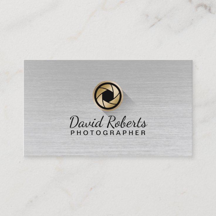 Photography Gold Camera Shutter Logo Professional Business Card | Zazzle