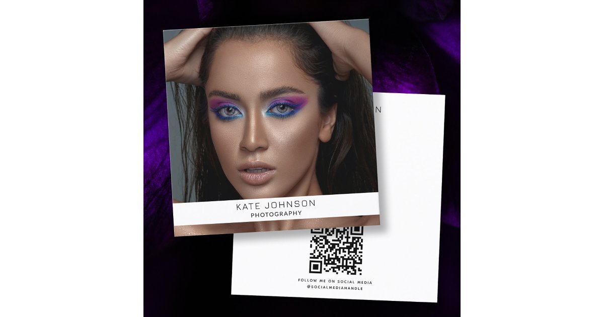 Photography Modern Photo QR Code Photographer Square Business Card | Zazzle