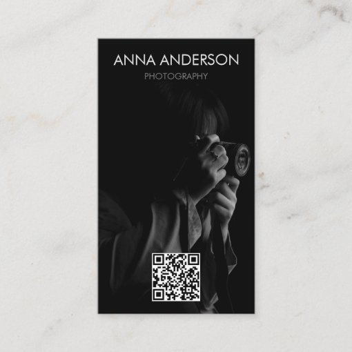 Photography Modern Vertical QR Code Social Media Business Card | Zazzle