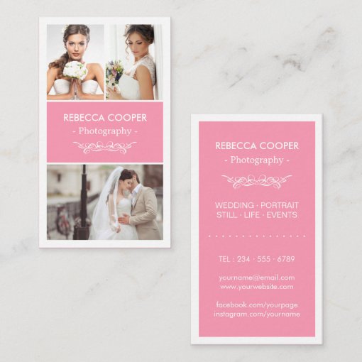 Photography Photo Showcase - Beauty Light Pink Business Card | Zazzle