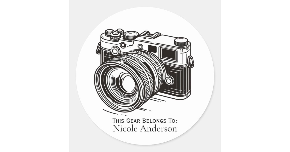 Photography Photographer Black DSLR Camera Classic Round Sticker | Zazzle