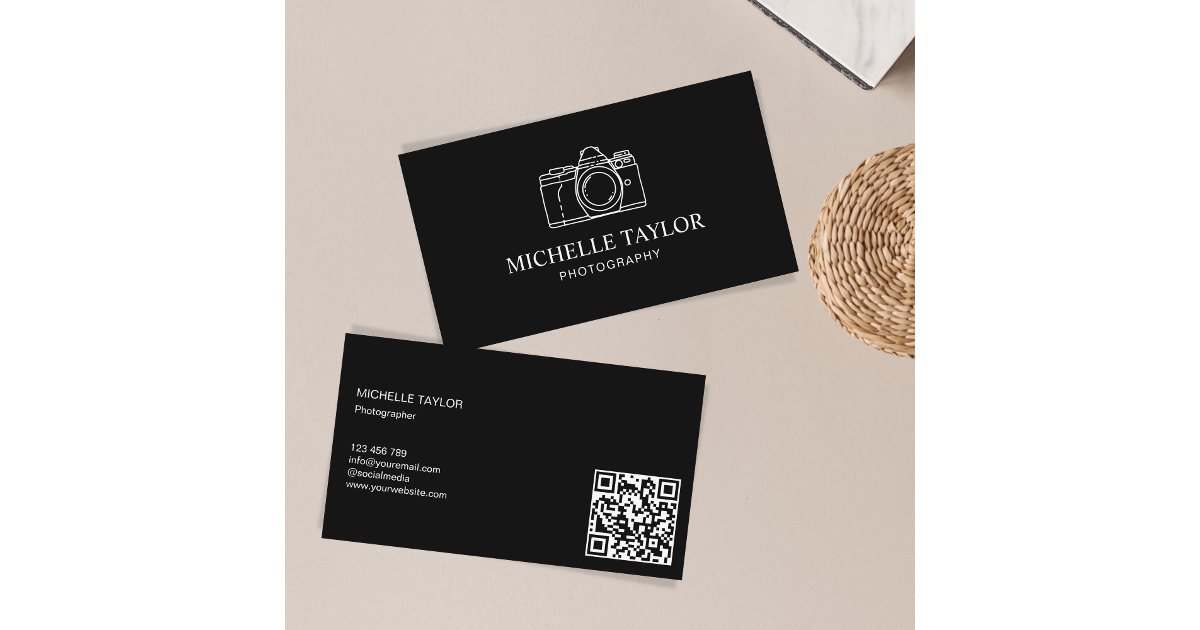 Photography Professional Camera QR Code Business Card | Zazzle