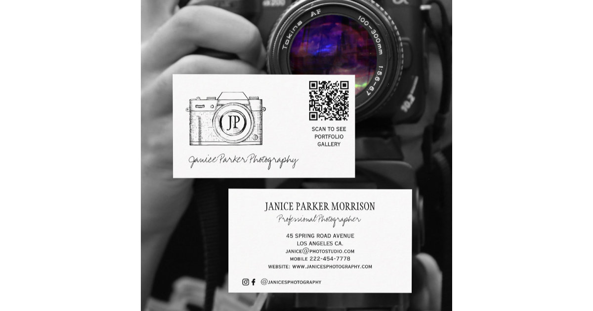 Photography QR CODE camera photographer Business Card | Zazzle