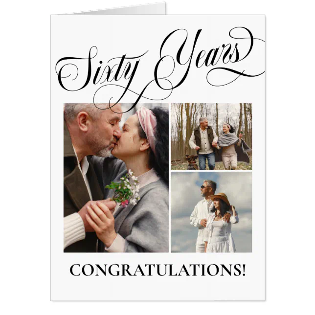 Photos 60th Wedding Anniversary Congratulation Big Card | Zazzle