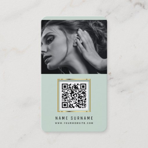 photos qr code scannable barcode modern mint busin business card | Zazzle