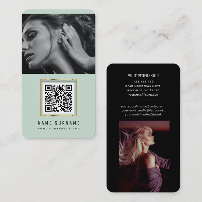 photos qr code scannable barcode modern mint busin business card | Zazzle