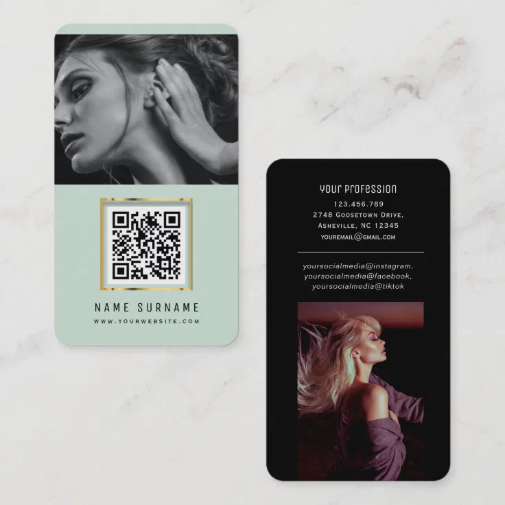 photos qr code scannable barcode modern mint busin business card | Zazzle