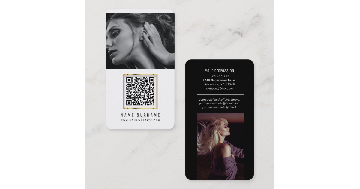 photos qr code scannable barcode modern stylish business card | Zazzle