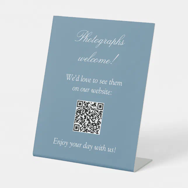 Photos Welcome Easy QR Code Dusty Blue Sign | Zazzle