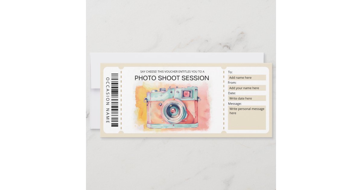 Photoshoot Gift Certificate Invitation | Zazzle