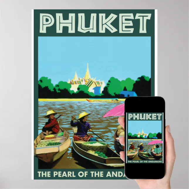 Phuket vintage Travel Poster. Poster | Zazzle
