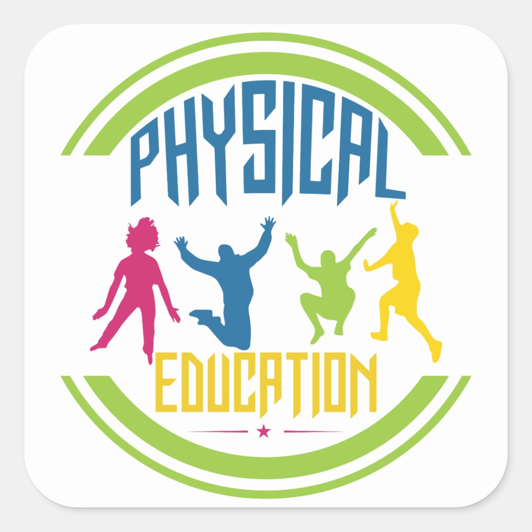 Physical Education- With Children Playing Square Sticker | Zazzle
