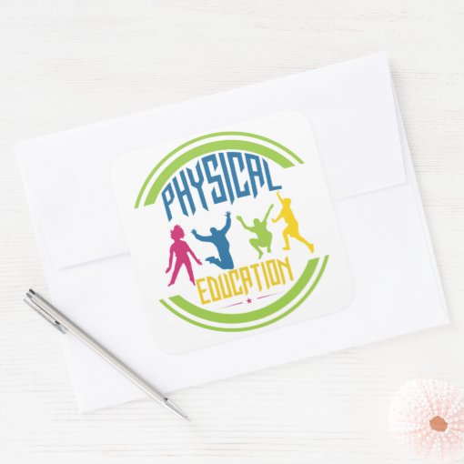 Physical Education- With Children Playing Square Sticker | Zazzle
