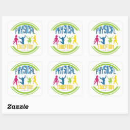 Physical Education- With Children Playing Square Sticker | Zazzle