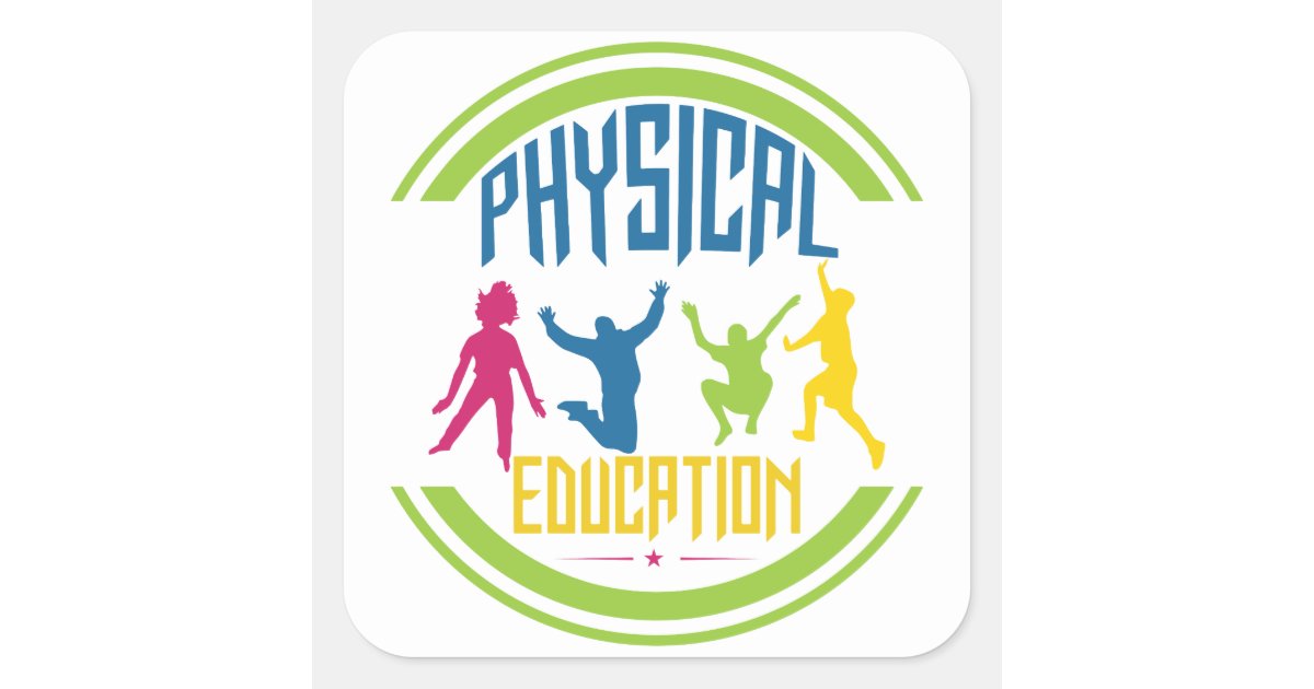 Physical Education- With Children Playing Square Sticker | Zazzle