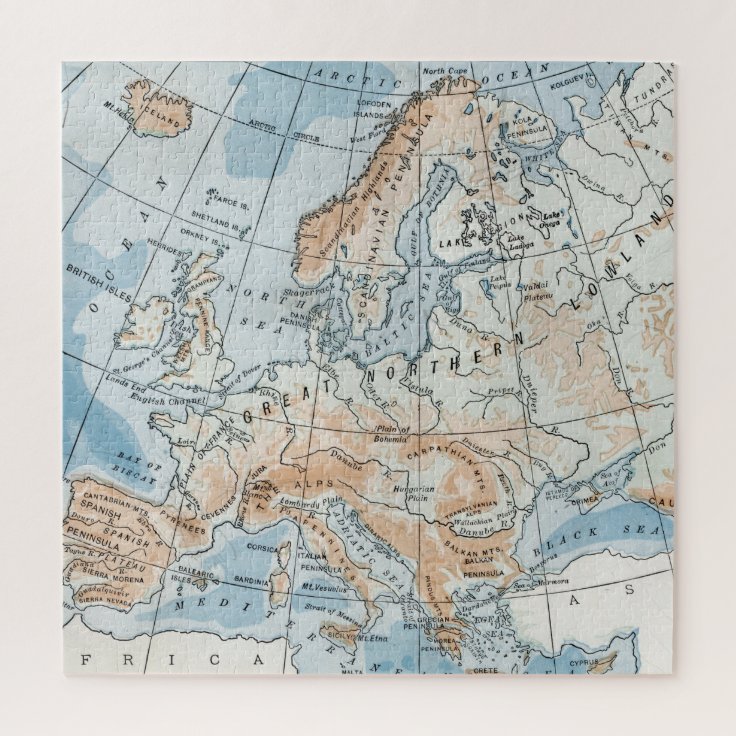 Physical Map of Europe (1916) Jigsaw Puzzle | Zazzle