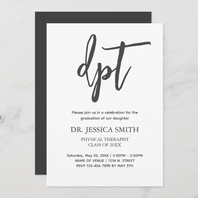 Physical Therapist Graduation Party Simple Announcement Zazzle