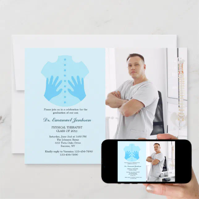 Physical Therapist Photo Graduation Invitation | Zazzle