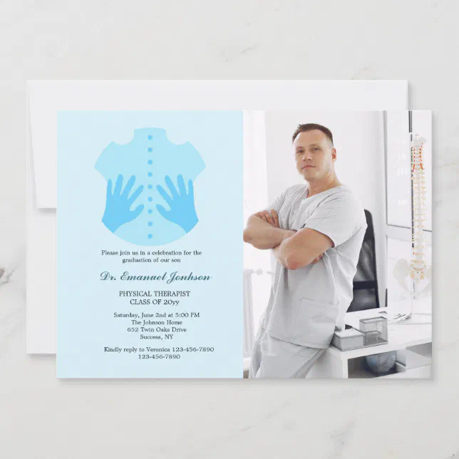 Physical Therapist Photo Graduation Invitation | Zazzle