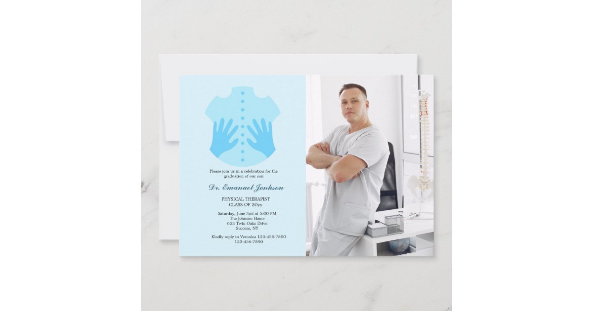 Physical Therapist Photo Graduation Invitation | Zazzle