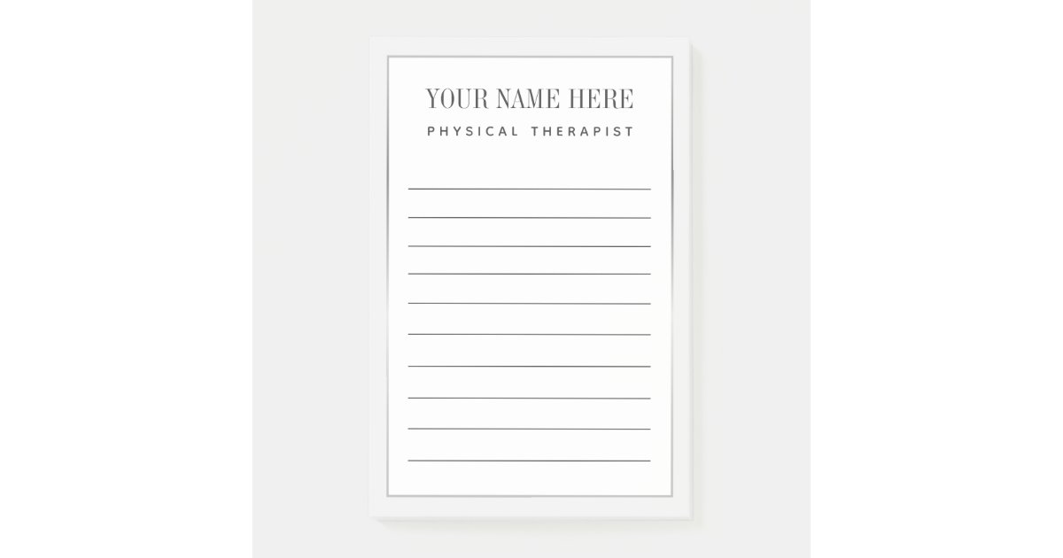 Physical Therapist Silver Border Notes | Zazzle