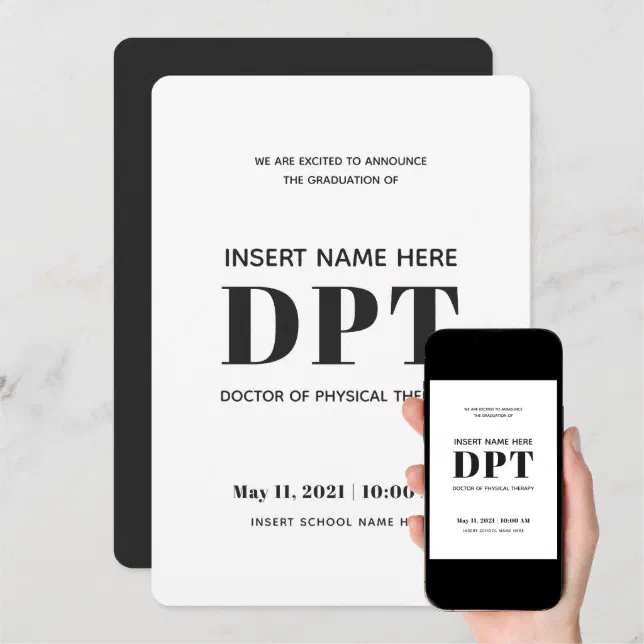 Physical Therapy DPT Graduation Announcement Card | Zazzle