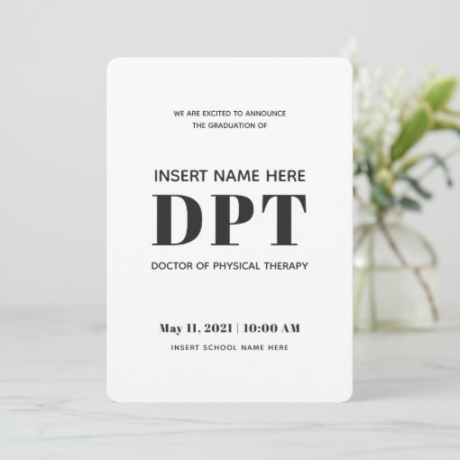 Physical Therapy DPT Graduation Announcement Card | Zazzle