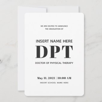 Physical Therapy DPT Graduation Announcement Card | Zazzle
